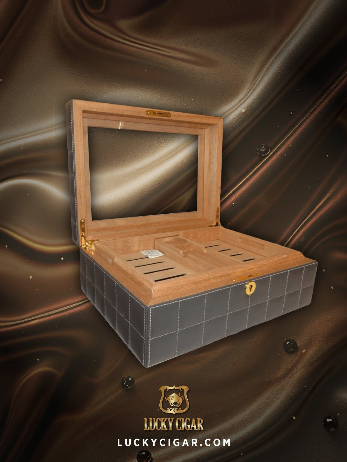 Cigar Lifestyle Accessories: Fashion Desk Humidor Leather – Lucky Cigar