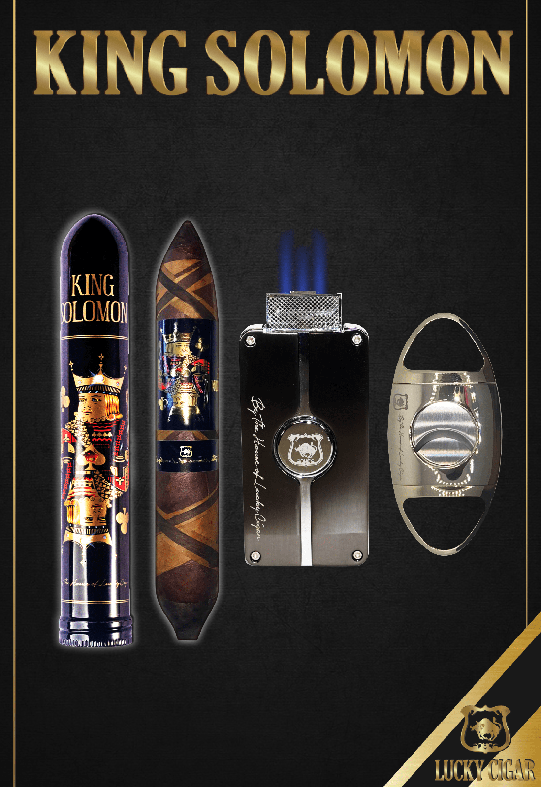 Solomon 7x60 Cigars Set with Torch & Cutter – Lucky Cigar