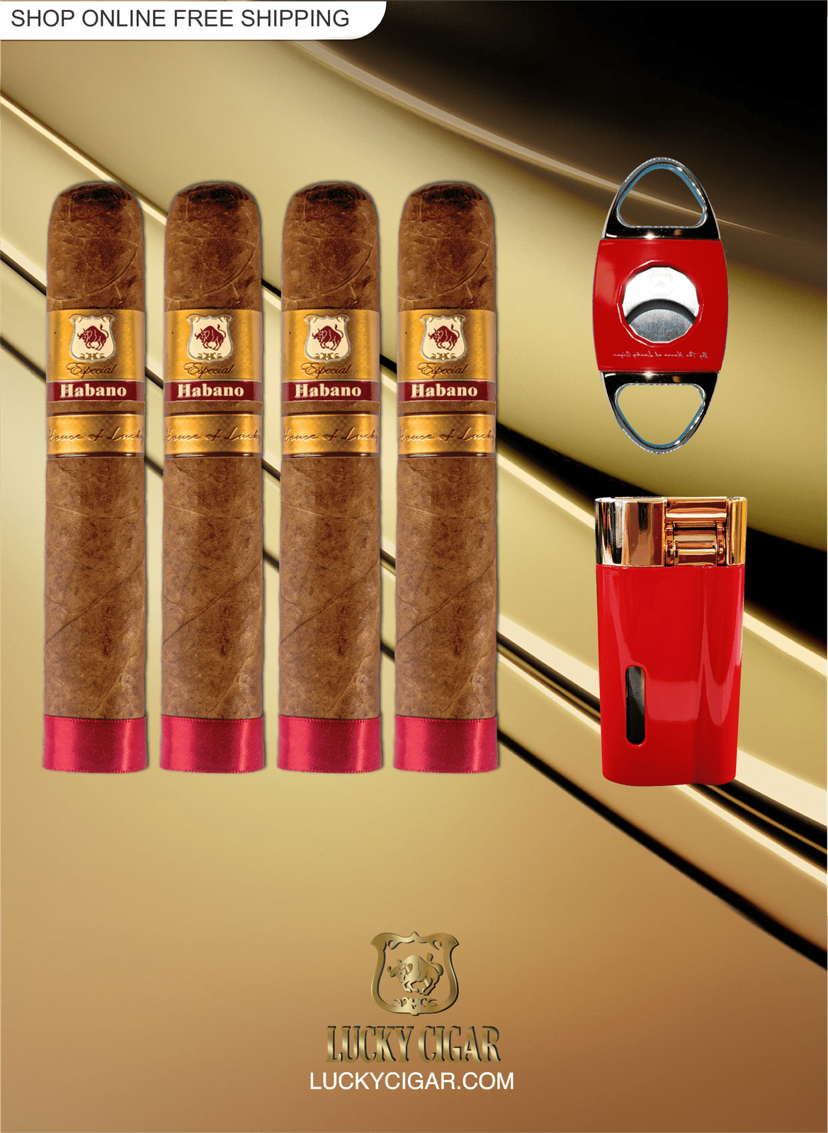 Sampler Sets: 4 Especial Habano Robusto Cigars with Torch, Cutter ...