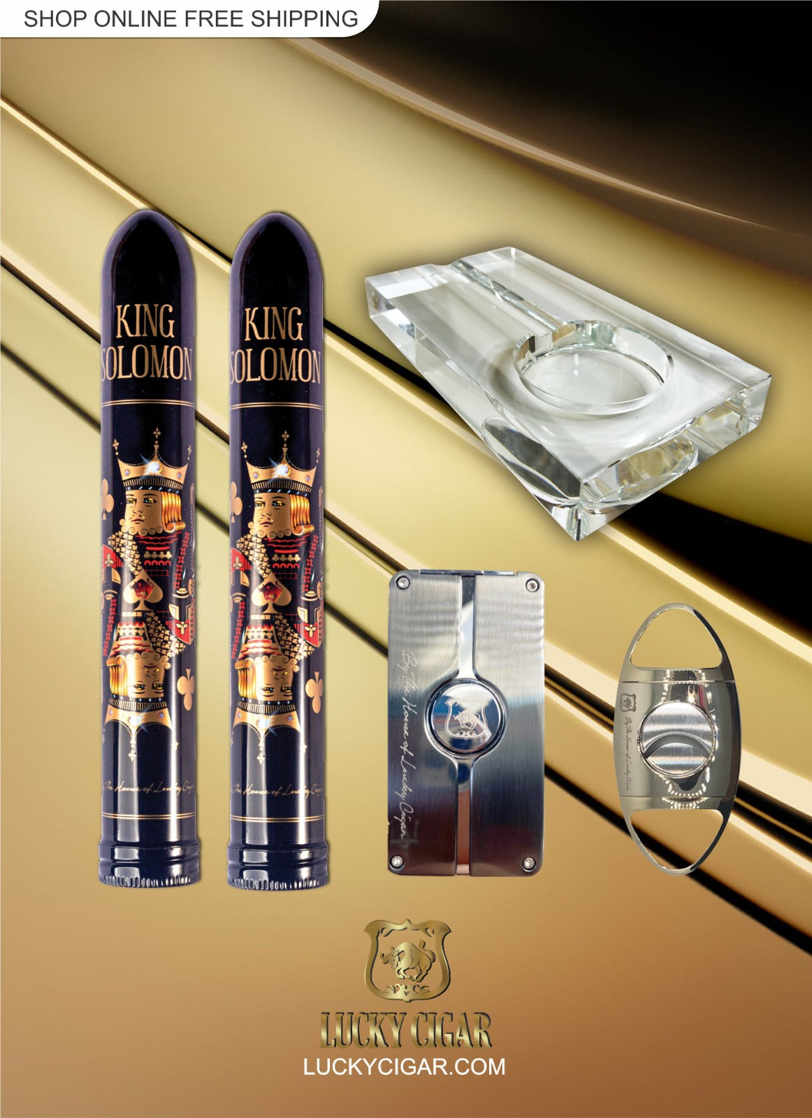 Lucky Cigar Set: 2 King Solomon Cigars + Accessories
