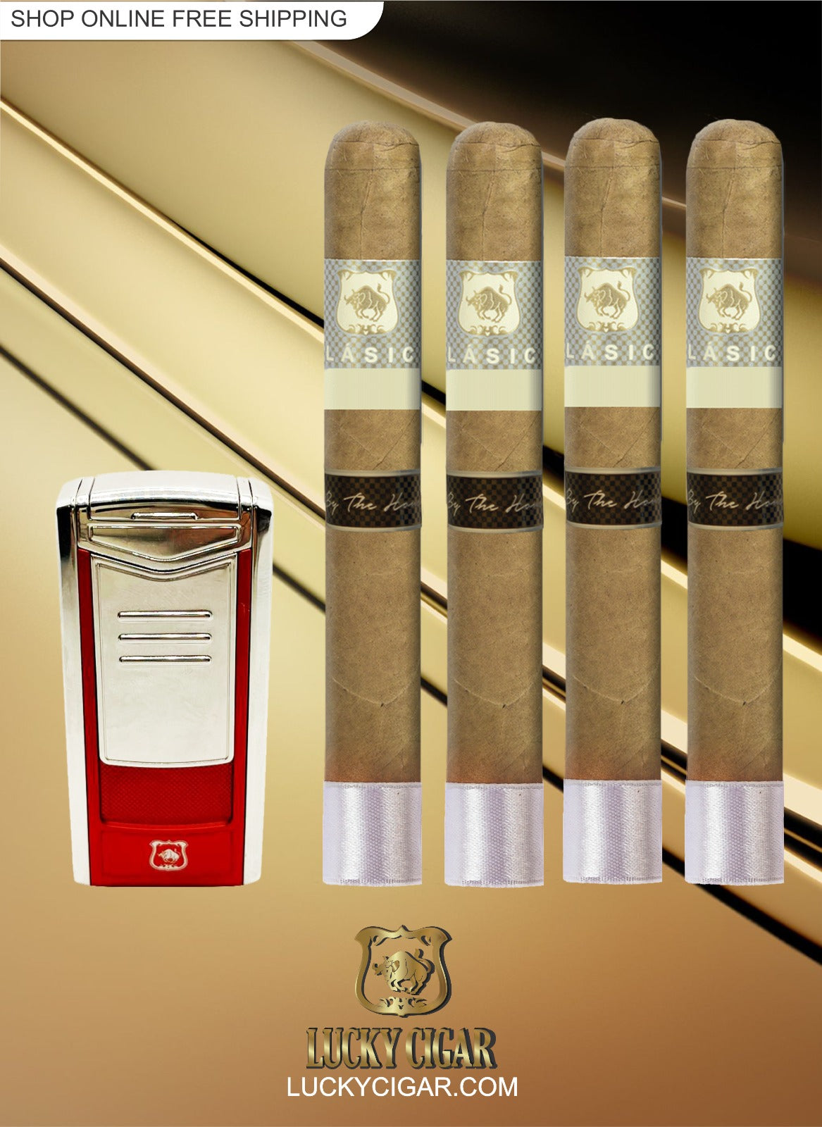 Classico by Lucky Cigar: Set of 4 Cigars, Toro with Torch