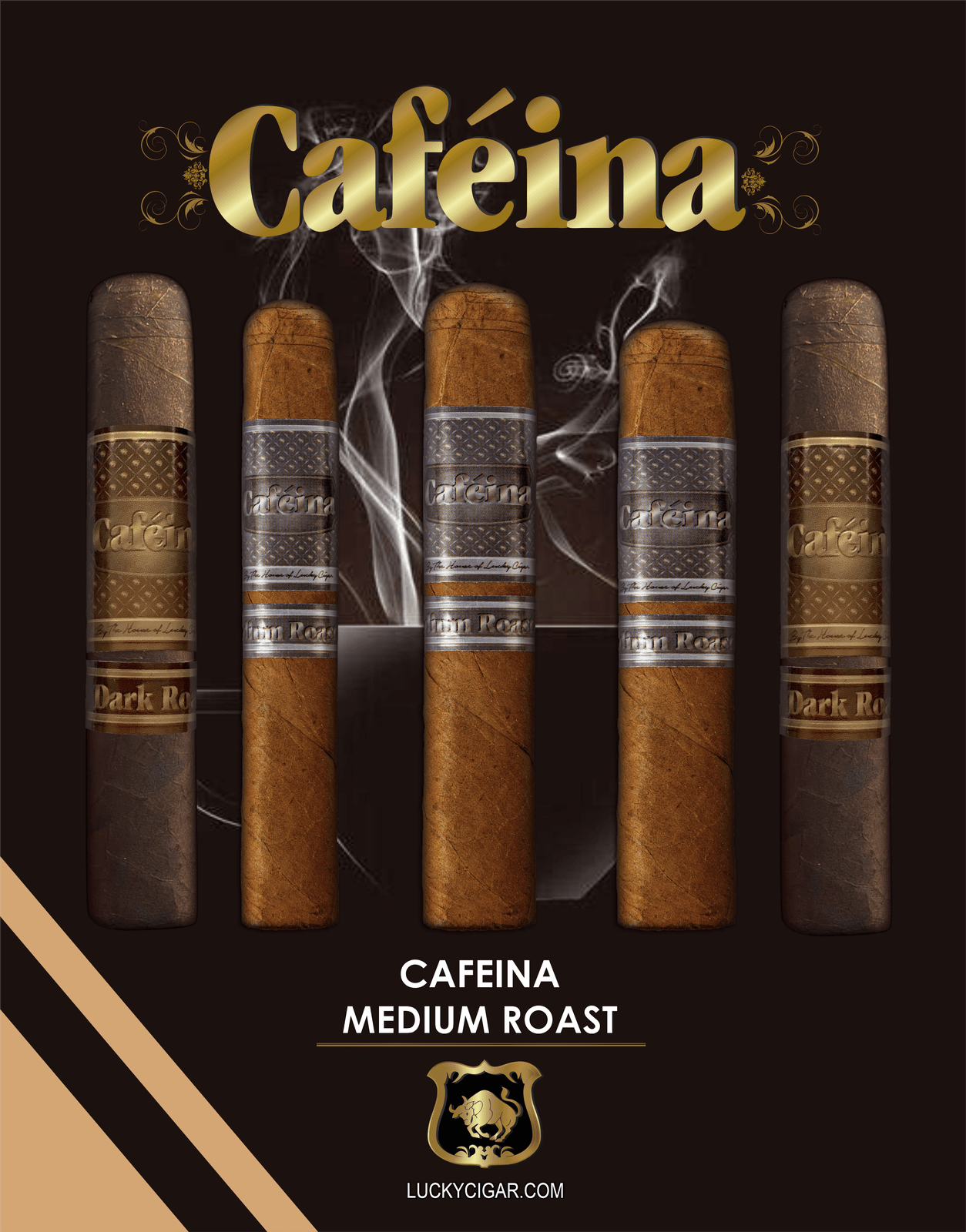 Infused Cigars: Set of 5 Cafeina Roast Cigars - 2 Dark, 3 Medium 5x58 ...