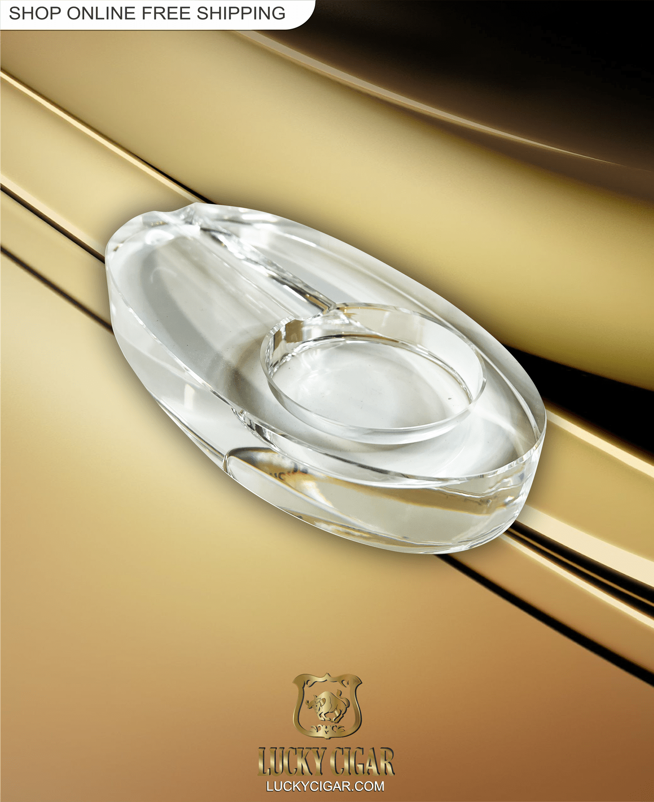 Ashtrays, Cigar Lifestyle Accessories: Oval Crystal Glass Ashtray ...