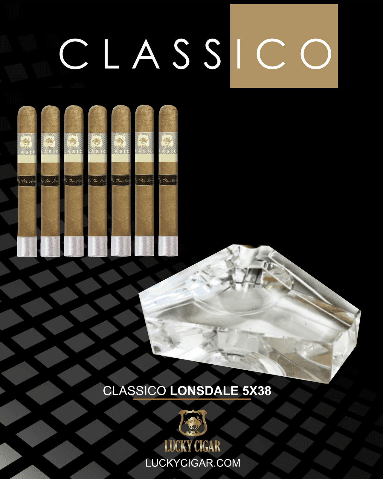 Classico by Lucky Cigar: Set of 7 Cigars, 7 Lonsdale with Ashtray