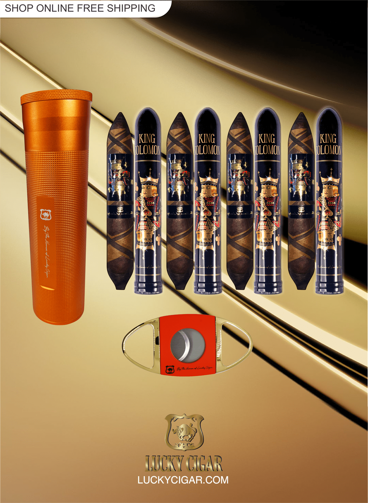 Solomon 7x60 Cigars Set with Travel Humidor & Cutter – Lucky Cigar