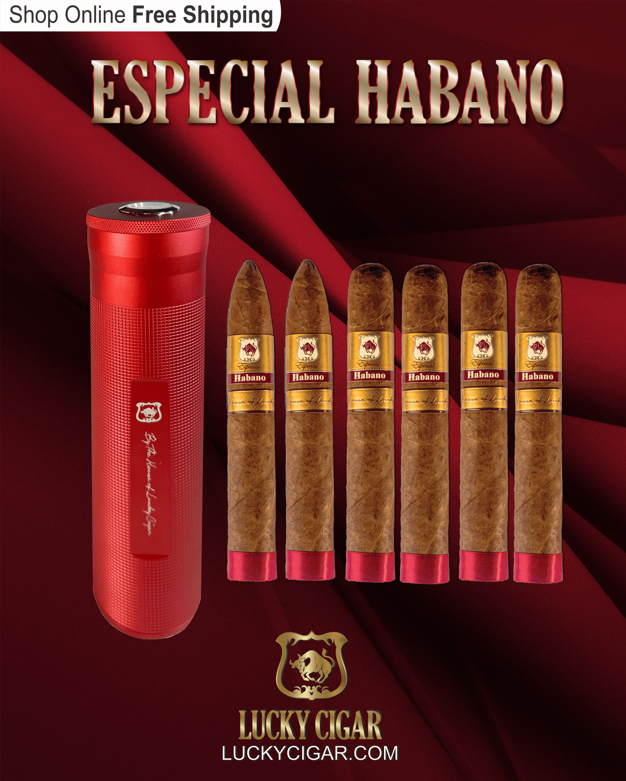 Lucky Cigar: Habano Set of 8 with Travel Humidor