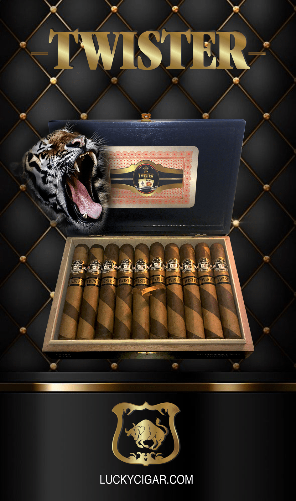 Twister by Lucky Cigar: Double Robusto 5x54 Box of 20 Cigars