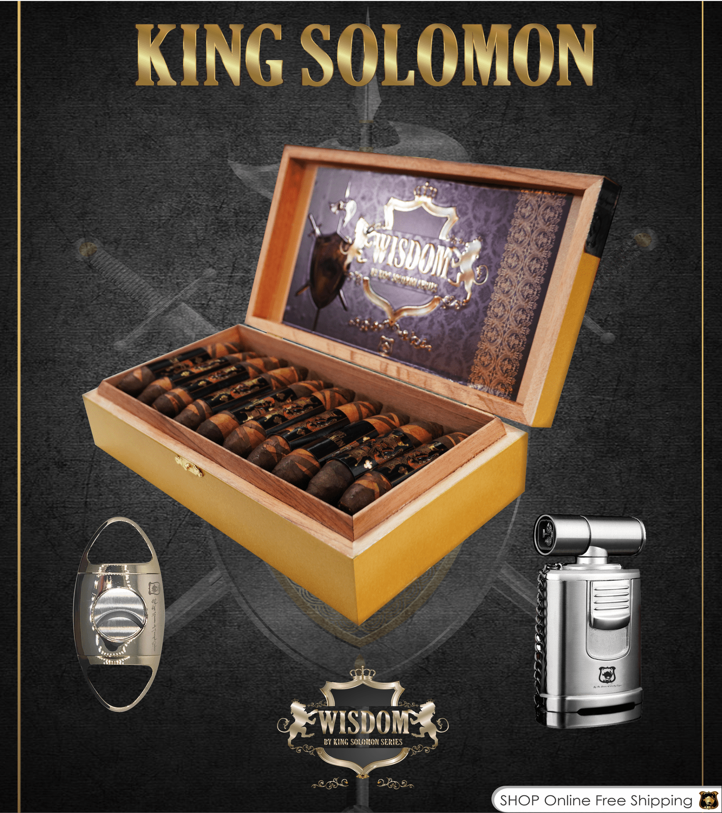 Wisdom 4x60 Cigar Box of 20 with Torch, Cutter – Lucky Cigar