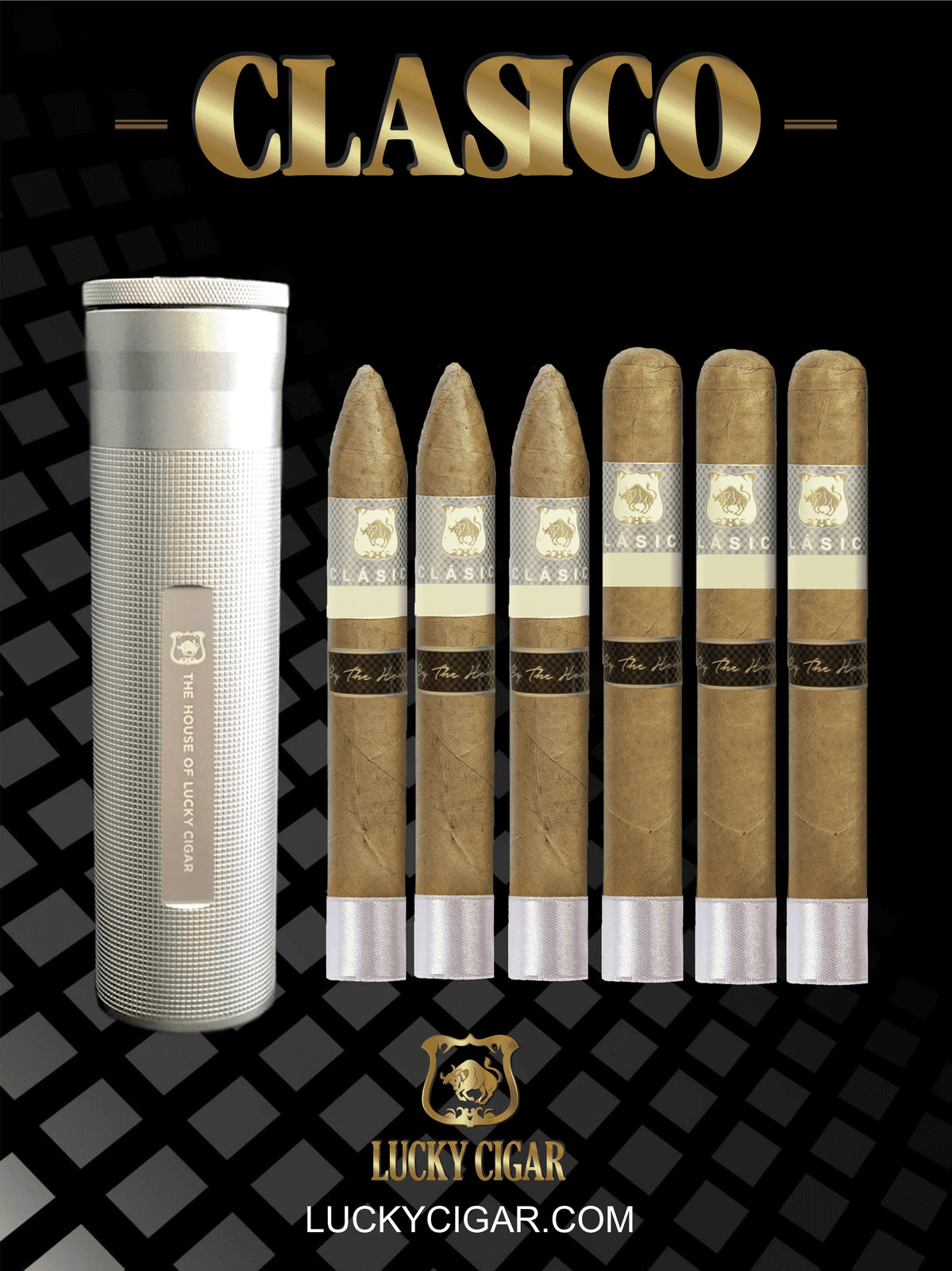 Classico by Lucky Cigar: Set of 4 Cigars with Travel Humidor