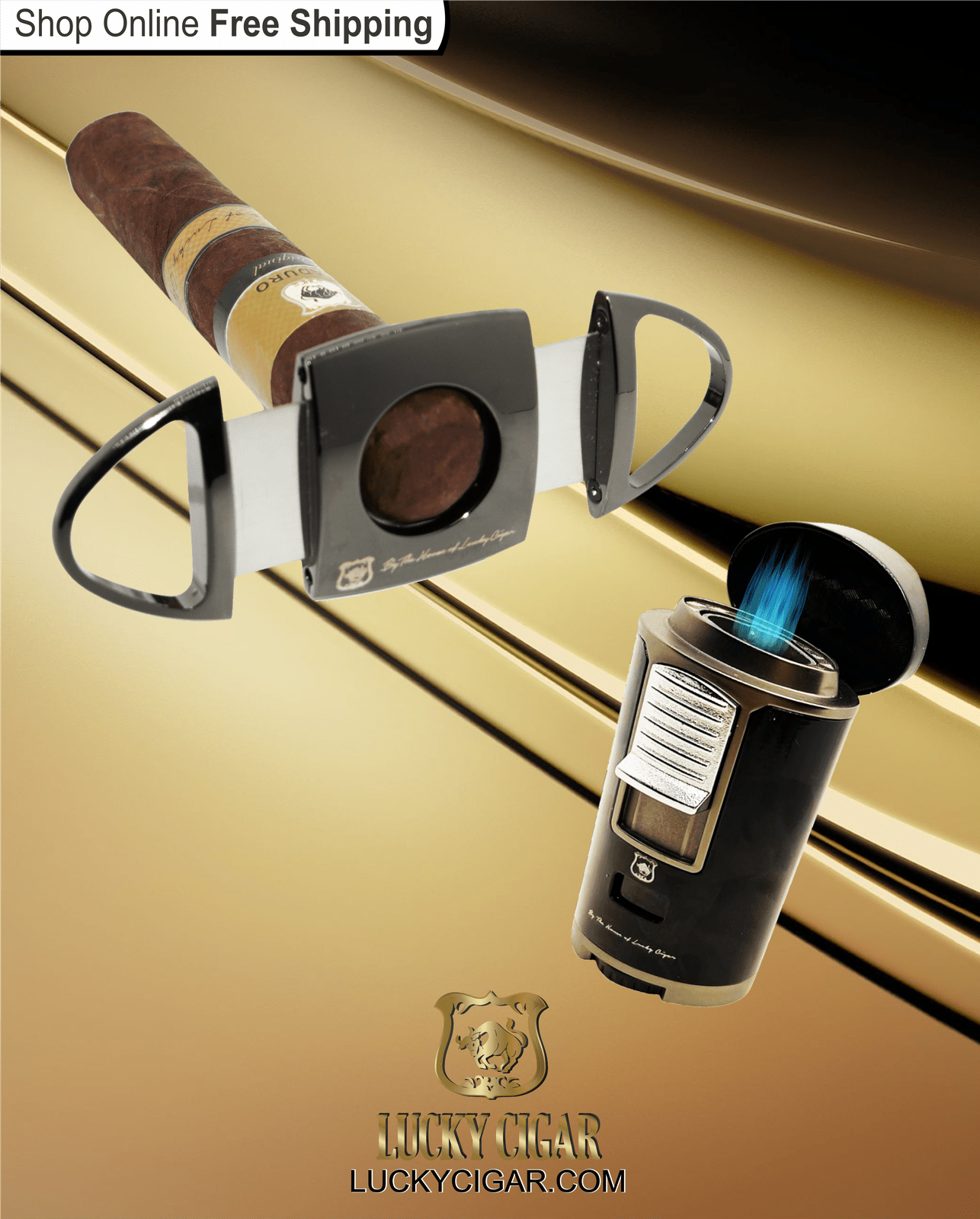 Cigar Lifestyle Accessories: Set 1 Maduro Cigars with Lighter, Cutter ...